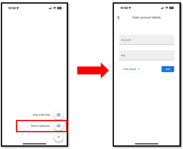 How do I set up MFA using the Google authenticator app?